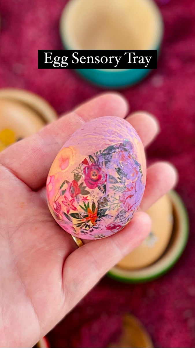 Egg Sensory Tray & Homemade Kinetic Sand – beadiebugplay